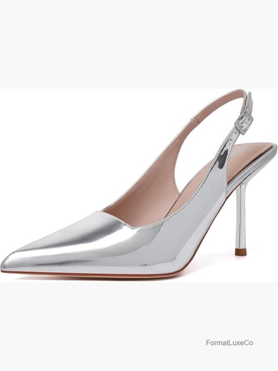 Shoes | Slingback Pumps Pointy Toe High Heels Comfortable Wedding Prom ...
